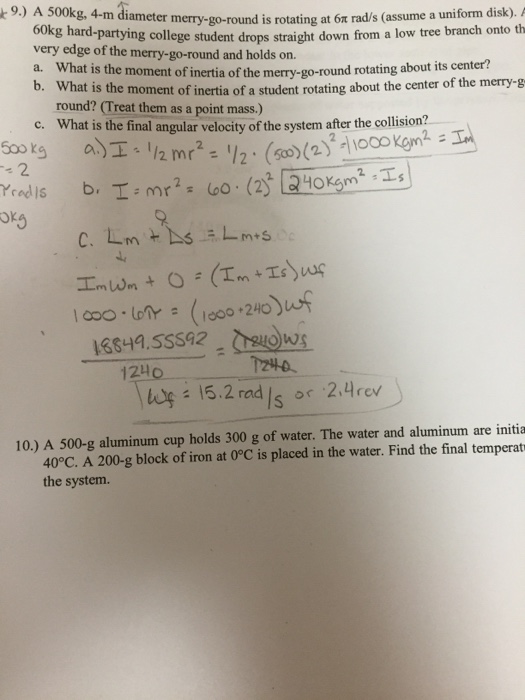 Solved A 500kg, 4-m diameter merry-go-round is rotating at | Chegg.com