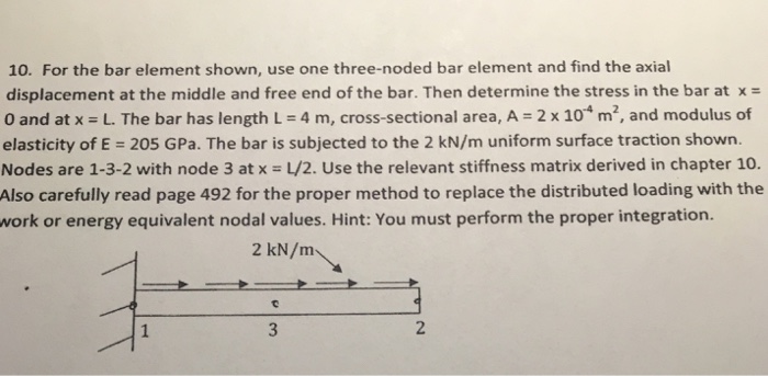 Solved For the bar element shown, use one three-noded bar | Chegg.com