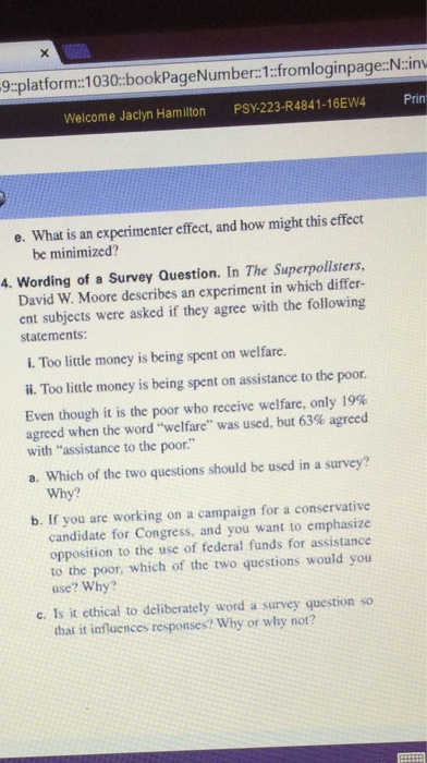 Solved What is an experimenter effect, and how might this | Chegg.com