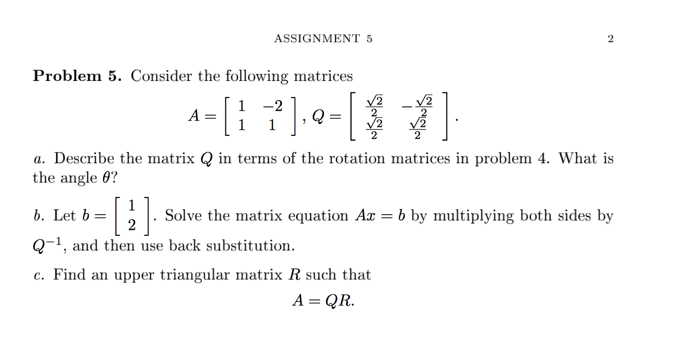 Consider the following matrices Describe the matrix | Chegg.com