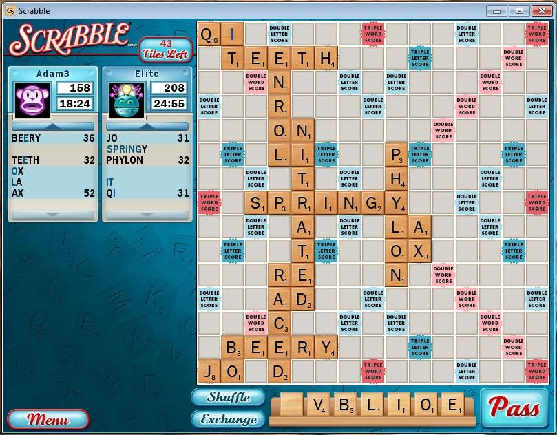 G Scrabble TRIPLE Tiles Left DOUBLE Adam3 Elite | Chegg.com