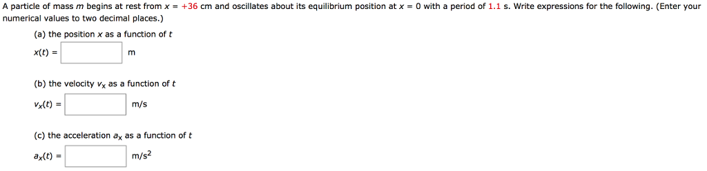 Solved A particle of mass m begins at rest from x- +36 cm | Chegg.com