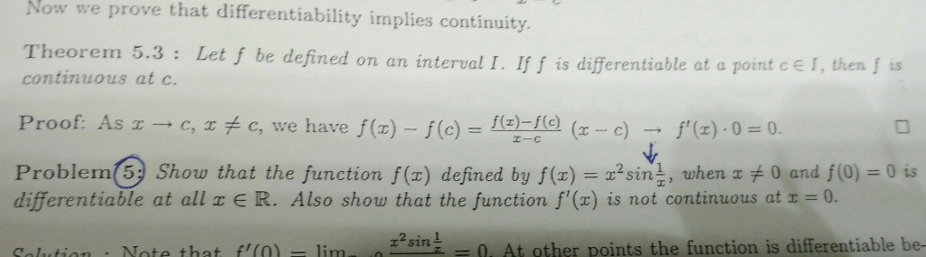 Solved Now we prove that differentiability implies | Chegg.com