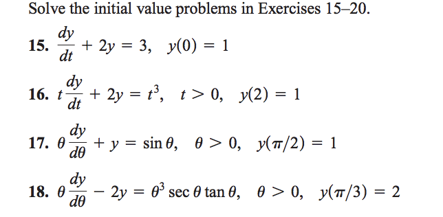 Solved Solve the initial value problems in Exercises 15-20. | Chegg.com