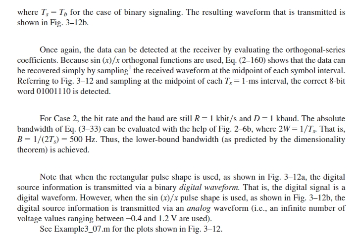 where Ts = Tb for the case of binary signaling. The | Chegg.com