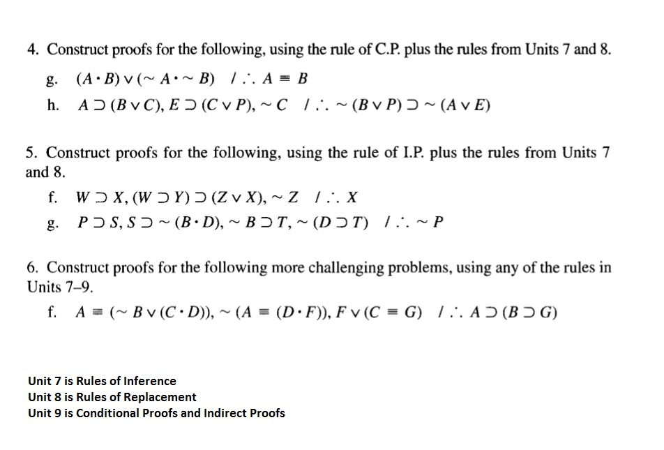 Solved Construct proofs for the following, using the rule of | Chegg.com