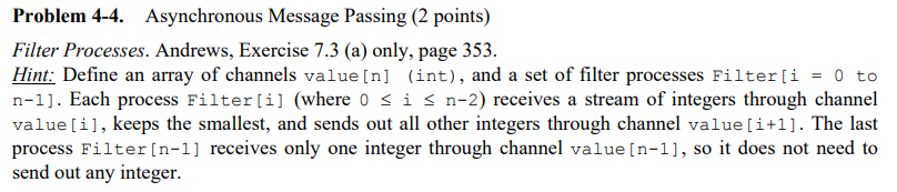 Problem 4-4. Asynchronous Message Passing (2 points) | Chegg.com
