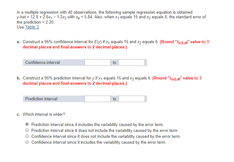 Solved In a multiple regression with 40 observations, the | Chegg.com