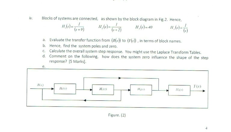 Solved iv. Blocks of systems are connected, as shown by the | Chegg.com
