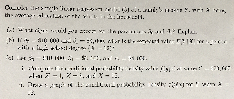 Consider the simple linear regression model (5) of a | Chegg.com