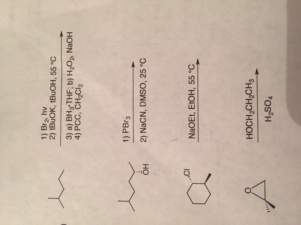 Solved 1) Br2, hv 2) tBuOK, tBuOH, 55 C 3) a) BH3 THF; b) | Chegg.com
