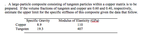 Solved A large-particle composite consisting of tungsten | Chegg.com