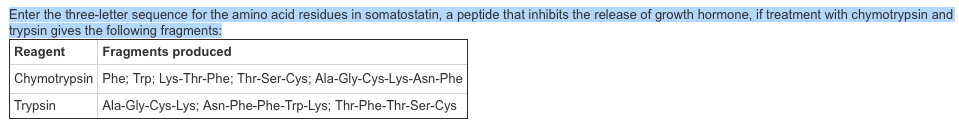 Solved Enter the three-letter sequence for the amino acid | Chegg.com