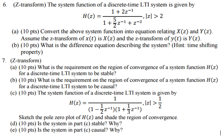 Solved (Z-transform) The system function of a discrete-time | Chegg.com