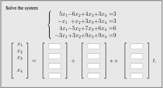 Solved Solve system of equations with in terms of s and t | Chegg.com