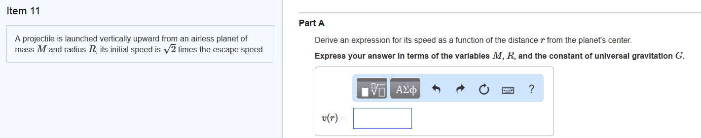 Solved projectile is launched vertically upward from an | Chegg.com