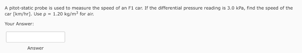 Solved A pitot-static probe is used to measure the speed of | Chegg.com