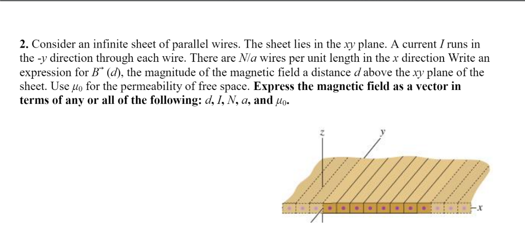 Solved Consider an infinite sheet of parallel wires. The | Chegg.com