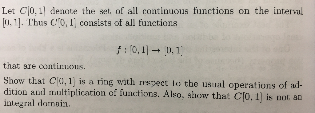 Solved Let C[0,1] denote the set of all continuous functions | Chegg.com