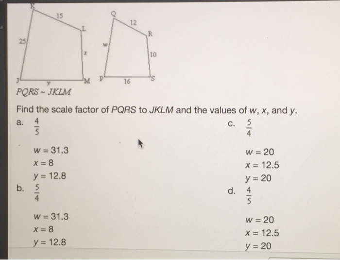 Solved PQRS ~ JKLM Find the scale factor of PQRS to JKLM and | Chegg.com Solved PQRS ~ JKLM Find the scale factor of PQRS to JKLM and | Chegg.com