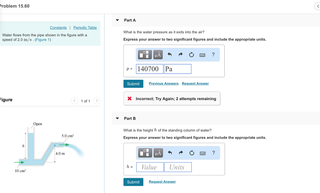 Solved Water Flows From The Pipe Shown In The Figure With A
