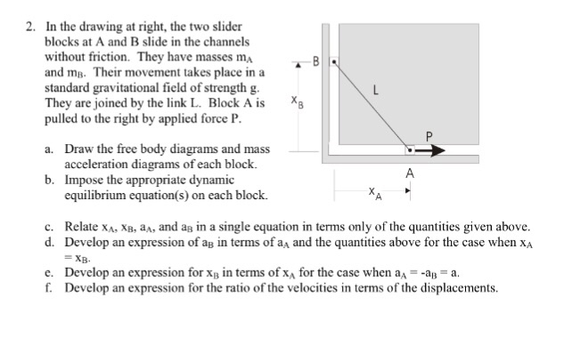 Solved In the drawing at right, the two slider blocks at A | Chegg.com