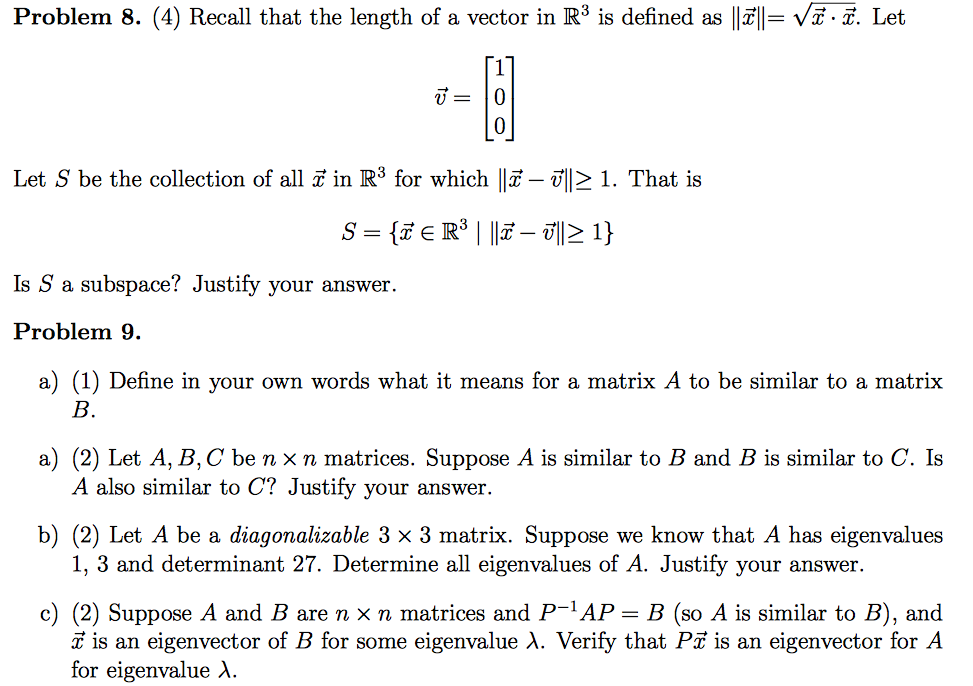 Solved Recall that the length of a vector in R^3 is defined | Chegg.com