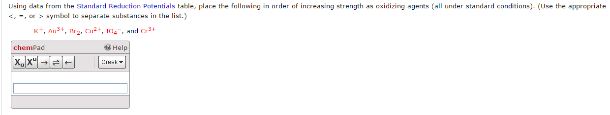 Solved Using data from the Standard Reduction Potentials | Chegg.com