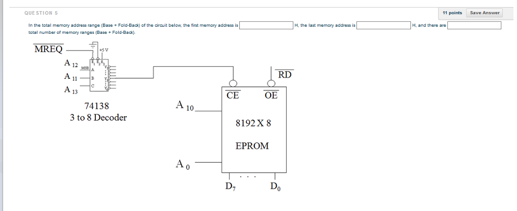 Solved QUE STION 2 The memory address range in the circuit | Chegg.com