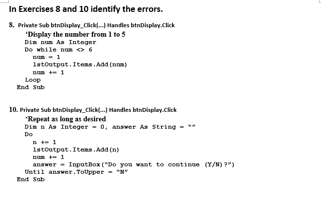 Solved In Exercises 8 and 10 identify the errors. 8. Private | Chegg.com