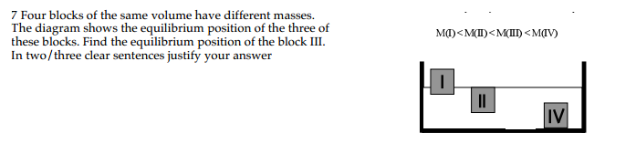 Solved Four blocks of the same volume have different | Chegg.com