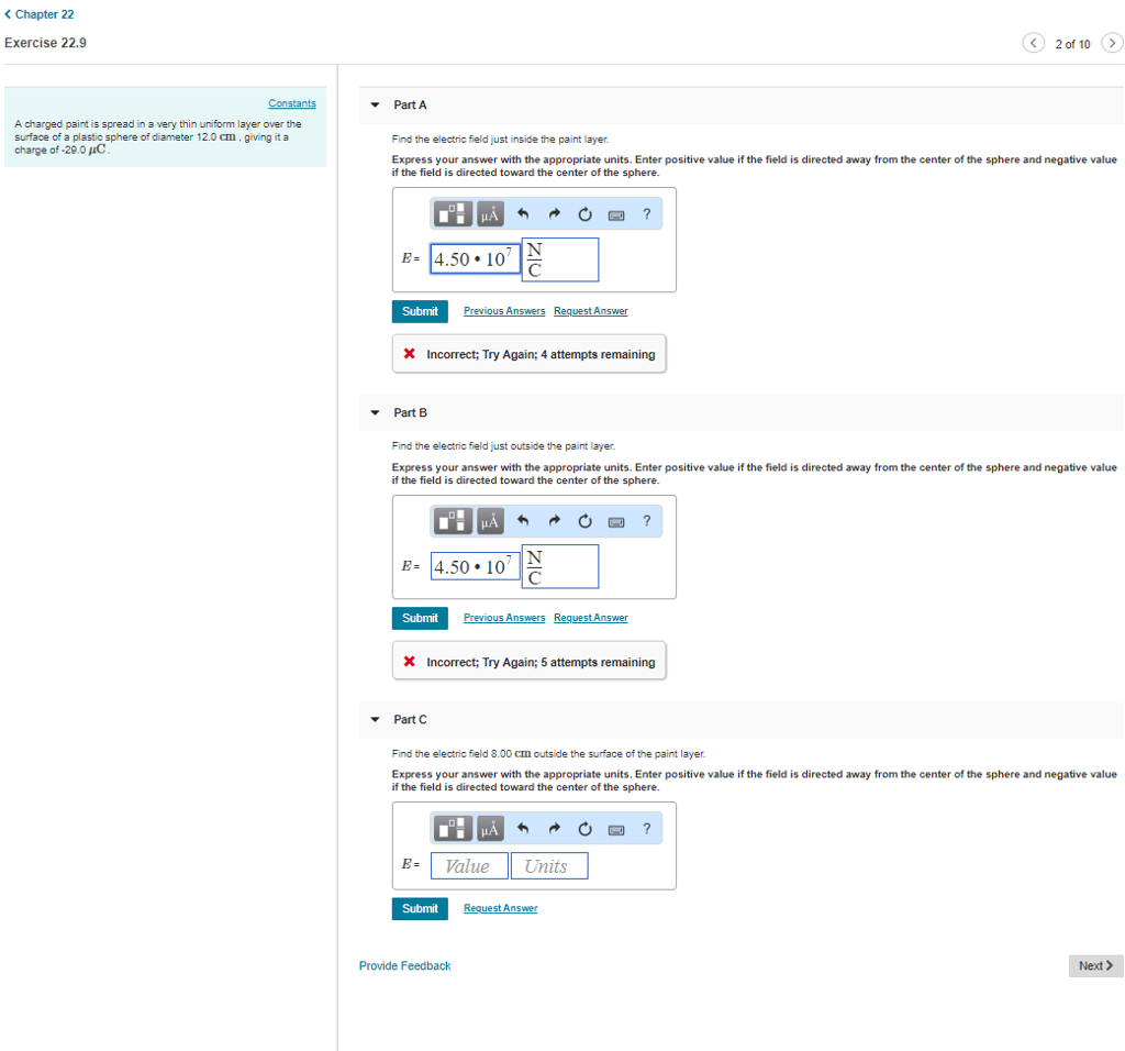 Solved Chapter 22 Exercise 22.9 2 of 10 Constants Part A | Chegg.com