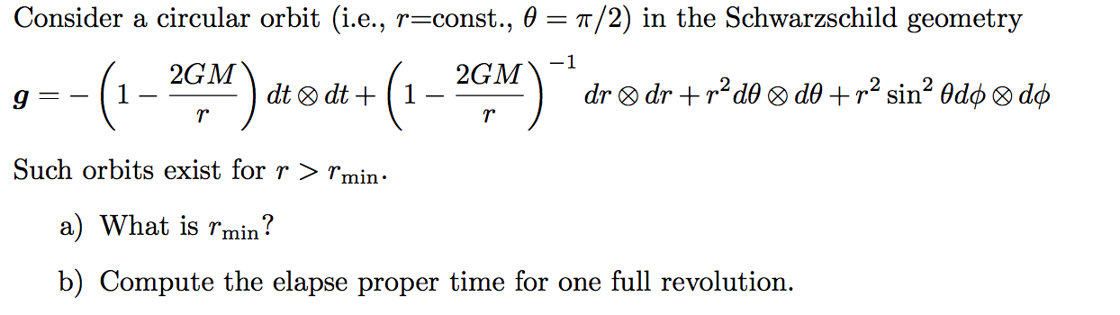 Consider a circular orbit (i.e., r=const., theta = | Chegg.com