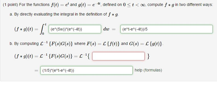 Solved For the functions f(t) = e^t and g(t) = e^4t, defined | Chegg.com
