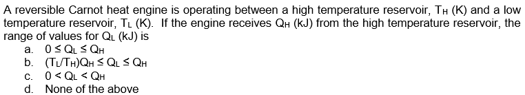 Solved A reversible Carnot heat engine is operating between | Chegg.com