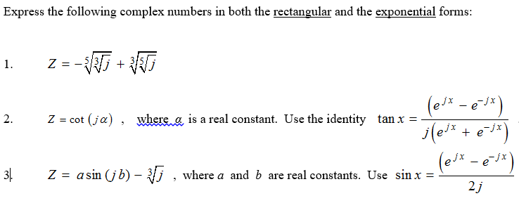 Solved Express the following complex numbers in both the | Chegg.com