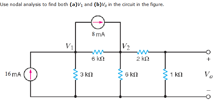 Solved Use nodal analysis to find both V_1 and V_o in the | Chegg.com