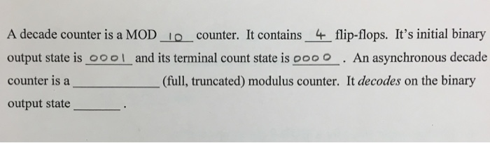Solved A decade counter is a MOD Io counter. It contains 4 | Chegg.com