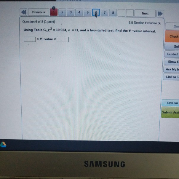 Solved Previous 2 3 45 Question 6 of 8 (1 point) 8.5 Section | Chegg.com