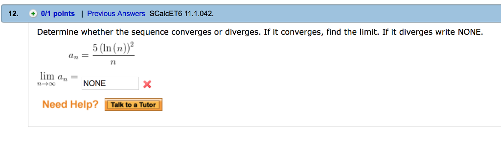 Solved 12. 0/1 points | Previous Answers SCalcET6 11.1.042. | Chegg.com