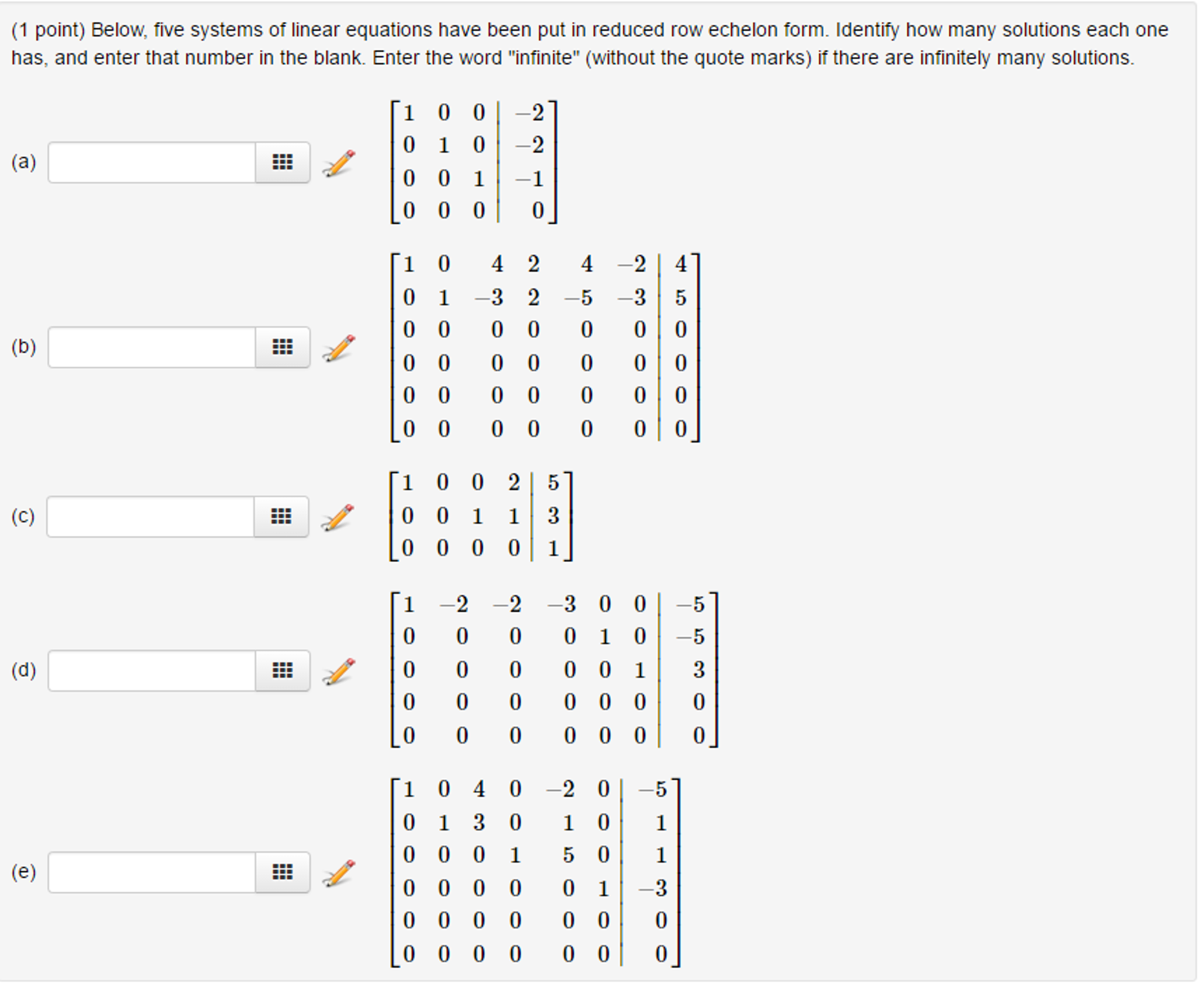 Solved Below Five Systems Of Linear Equations Have Been Put