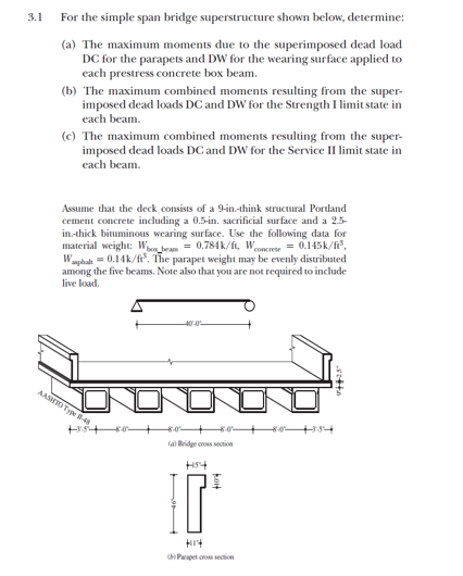 Solved For the simple span bridge superstructure shown | Chegg.com