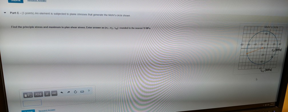 Solved 3 points) An element is subjected to plane stresses | Chegg.com
