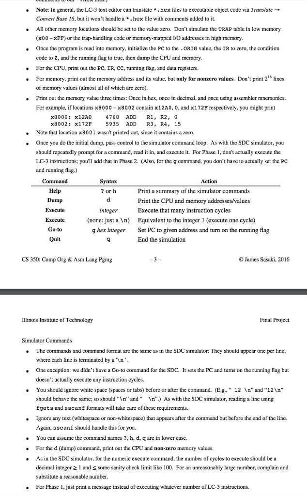 C. Project You are to implement of a simple | Chegg.com
