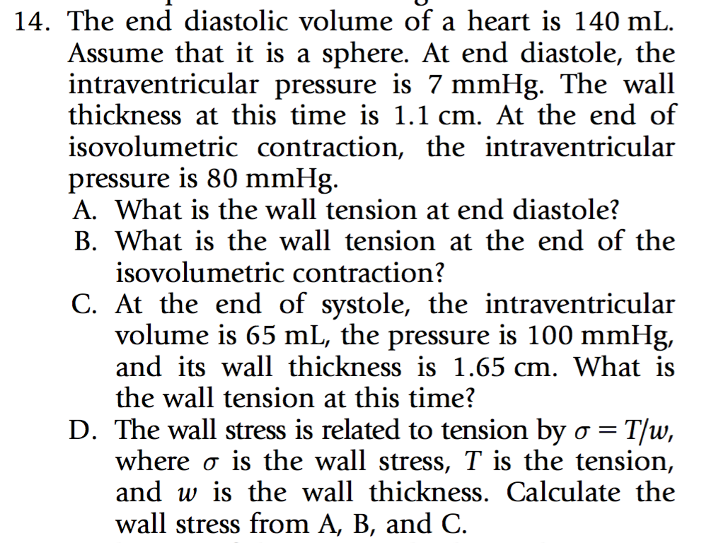 14. The end diastolic volume of a heart is 140 mL. | Chegg.com