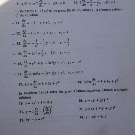 Solved In Problems 11-16 solve the given Ricatti equation: y | Chegg.com