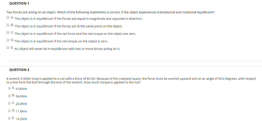Solved Question 1 Two Forces Are Acting On An Object Which