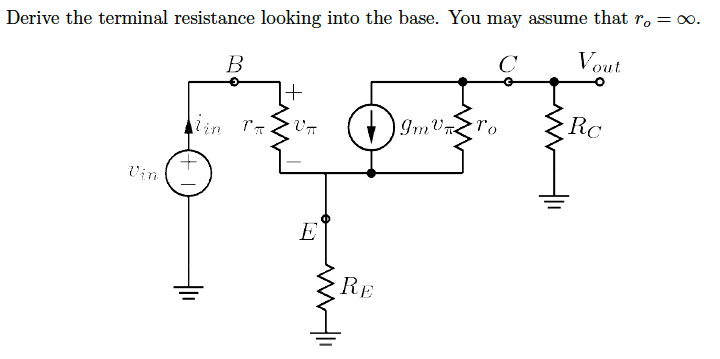 Solved Derive the terminal resistance looking into the base. | Chegg.com