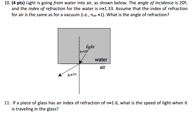 Solved Light is going from water into air, as shown below. | Chegg.com