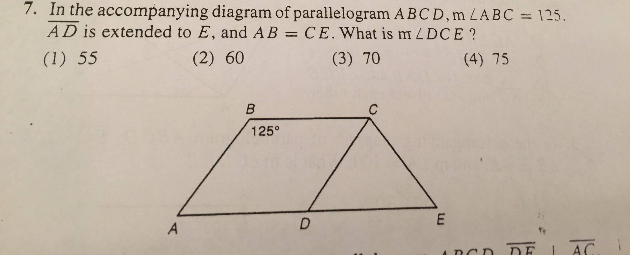 Solved In the accompanying diagram of parallelogram ABCD, | Chegg.com